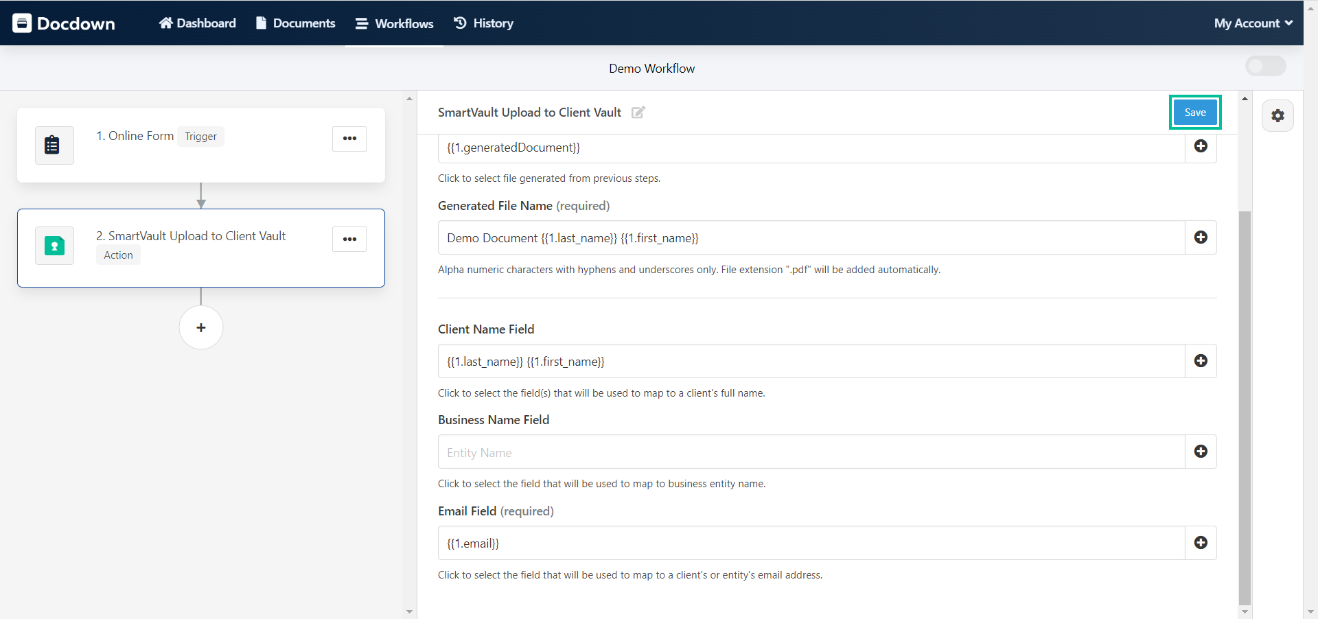 Creating a Workflow to Send Documents to SmartVault – SmartVault