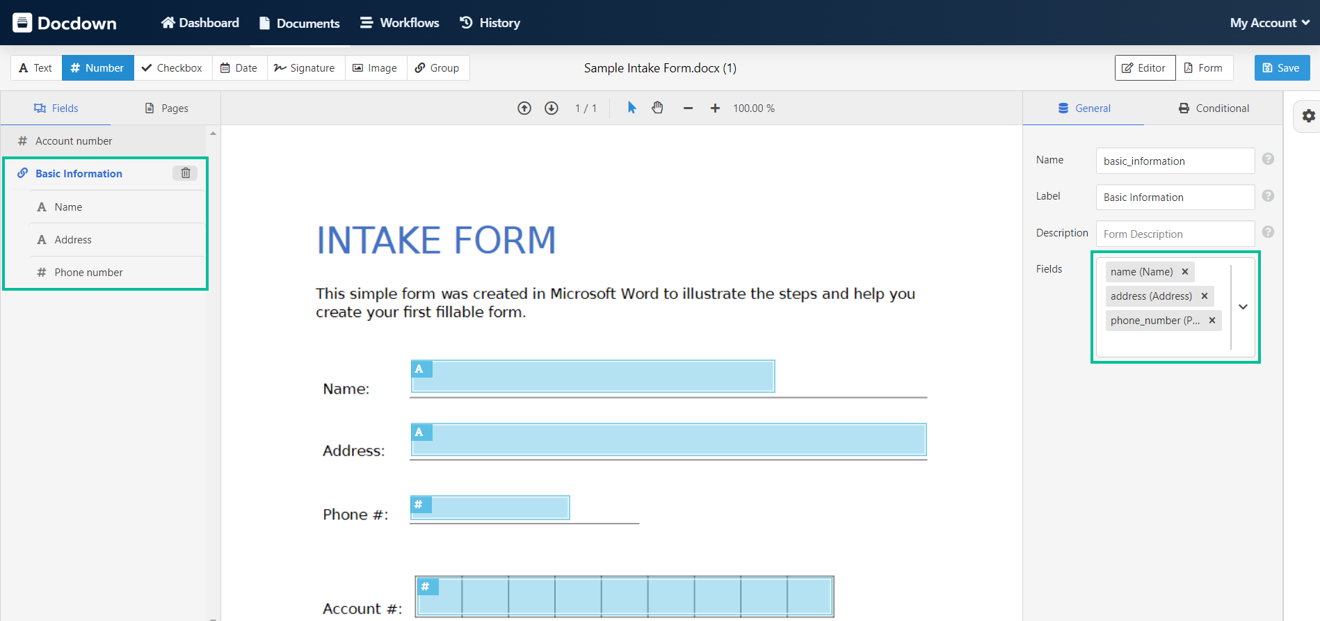 Grouping Fields in Fillable PDFs Using Docdown Editor – SmartVault