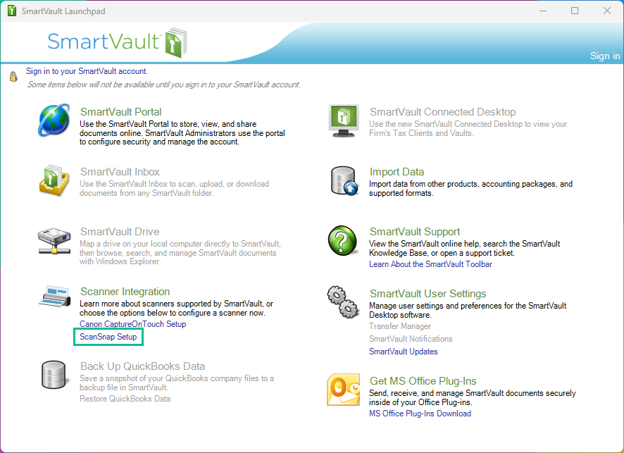 Configuring a ScanSnap Scanner – SmartVault