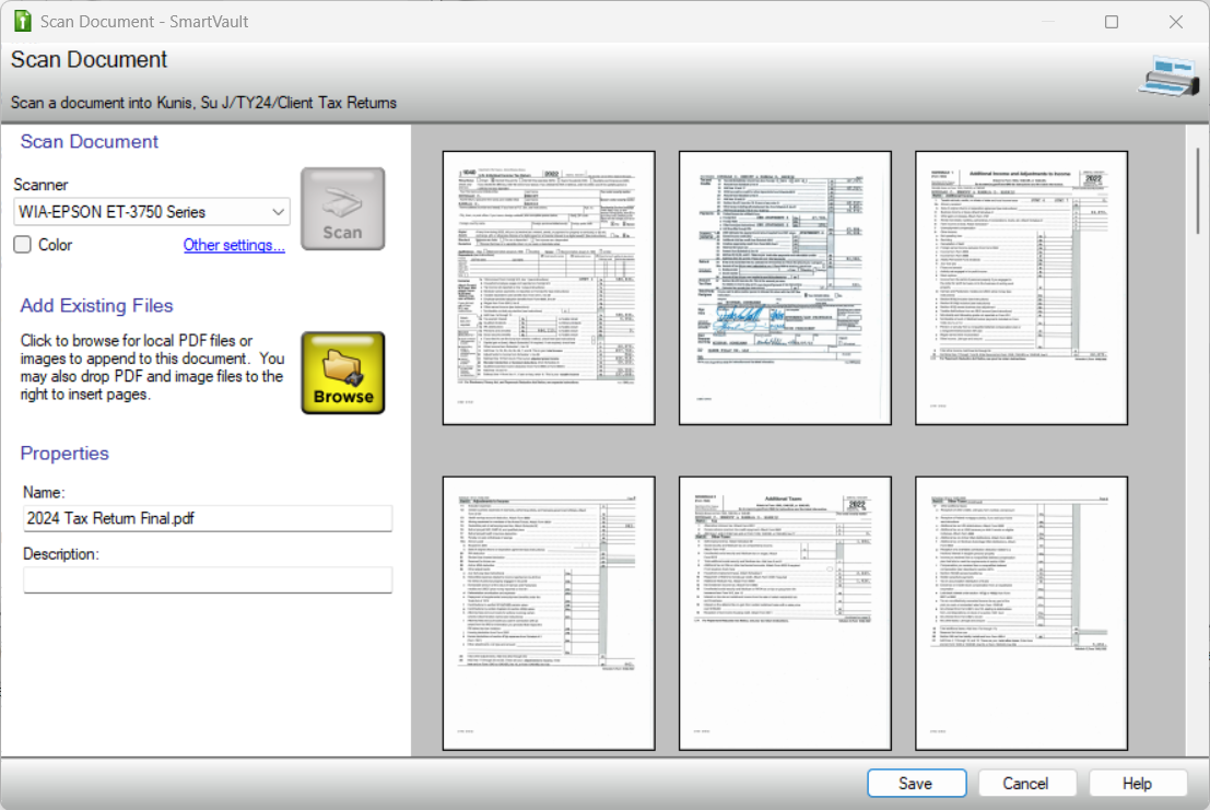 Editing PDFs using the Scan Document Window in the Connected Desktop – SmartVault