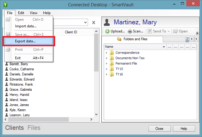 Exporting Data from the Connected Desktop – SmartVault