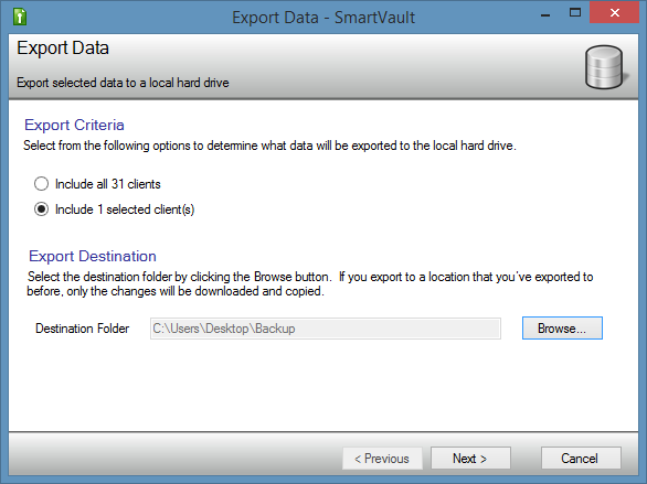 Exporting Data from the Connected Desktop – SmartVault