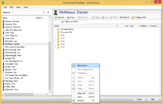 Creating a Folder in the Connected Desktop – SmartVault