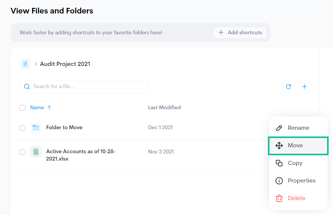 Moving a Folder in the SmartVault Portal – SmartVault