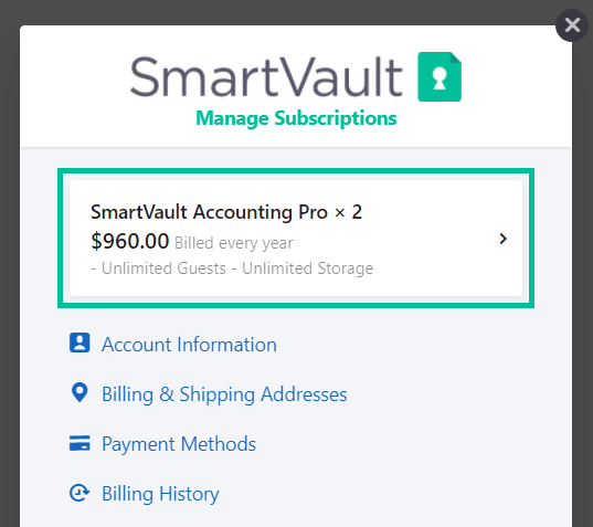 Viewing Account and Usage Information and Adding Licenses – SmartVault